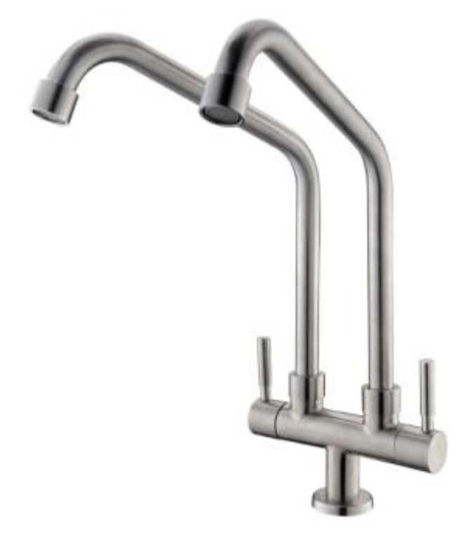DUVA-1822 SUS304 S/STEEL MATT DOUBLE SPOUT PILLAR SINK TAP – My Store